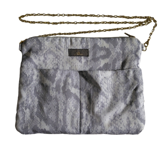 Jaanuu | Bags | Jaanuu Snakeskin Print Grey Gold Toned Chain ...